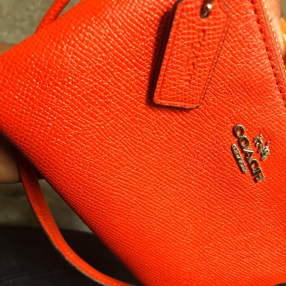 Coach | Bags | Coach Wristlet Wallet Crossgrain Leather Orange | Poshmark